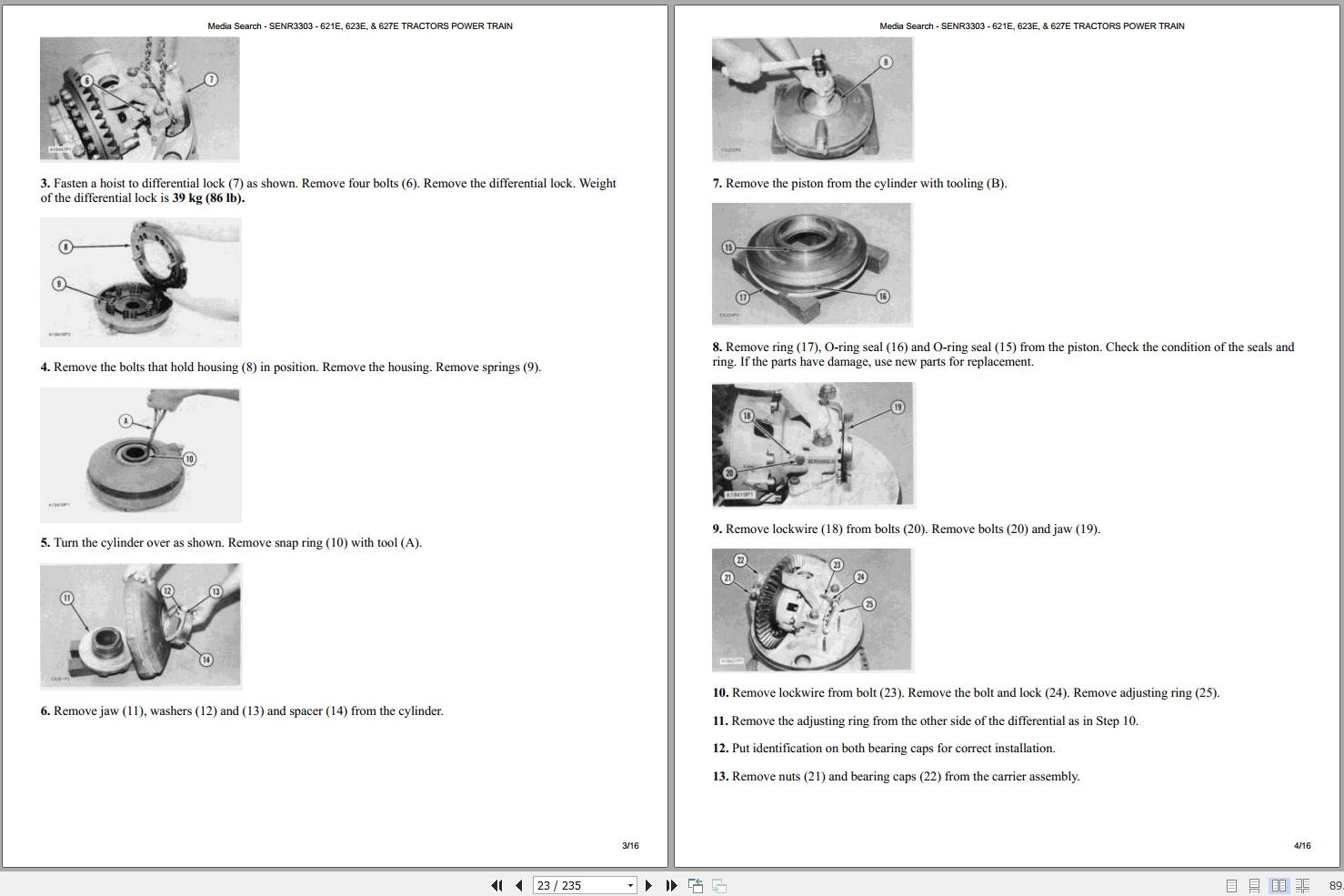 Caterpillar Wheel Tractor Scraper 627E 6FB Operators Service Manual ...
