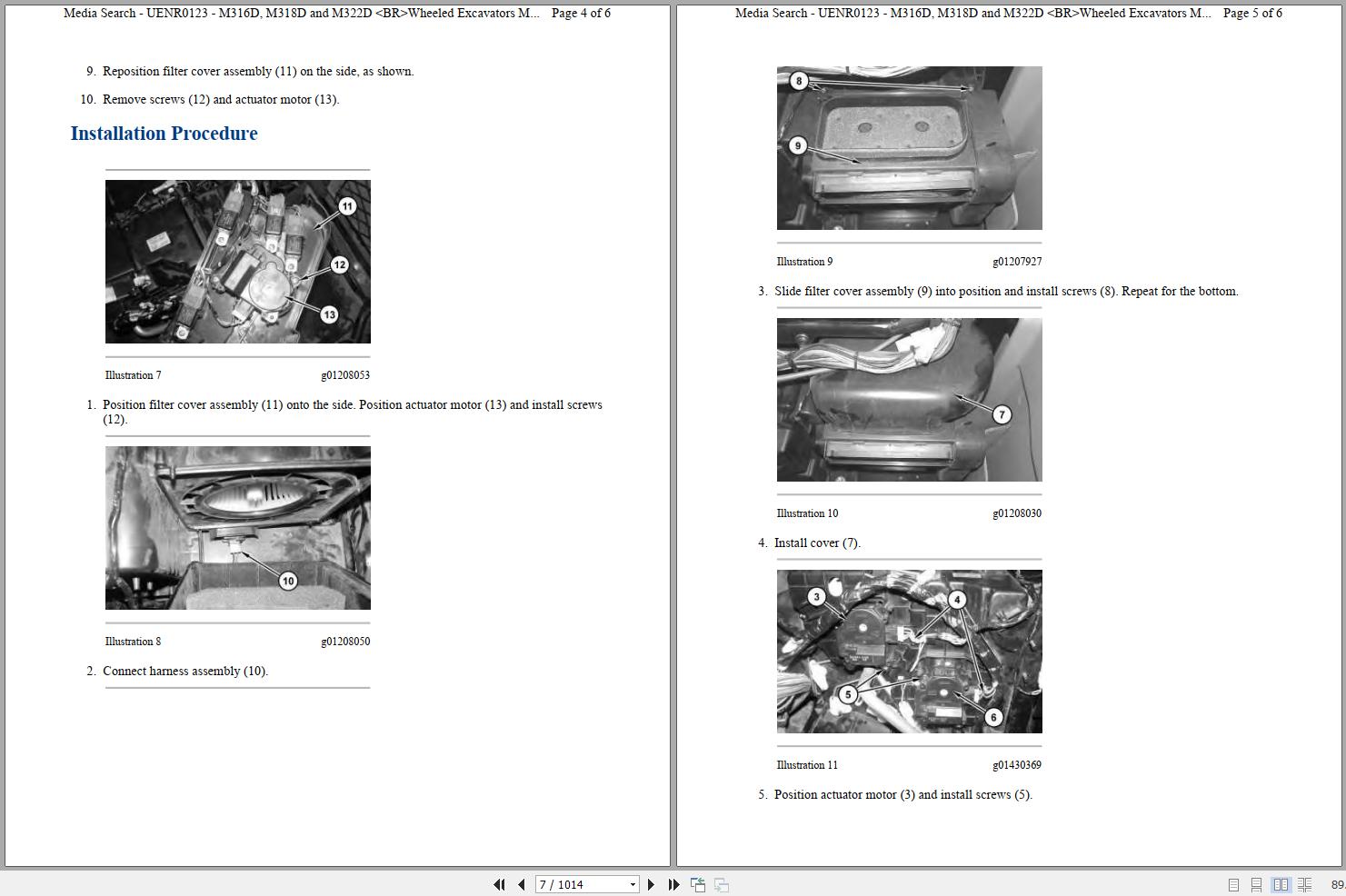 Caterpillar Wheeled Excavator M322D MH D3X Operators Service Manual ...