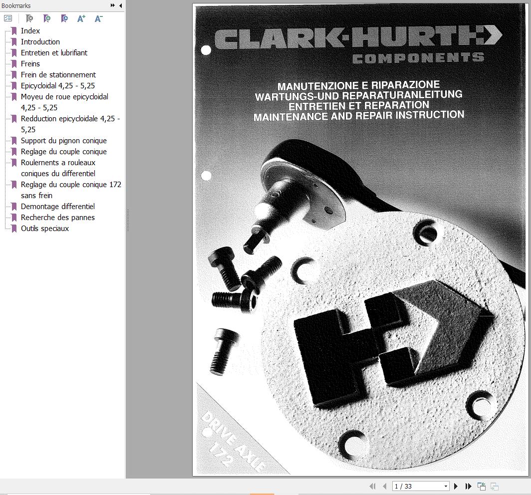 Clark-Hurth Drive Axle Type 172 Maintenance And Repair Instruction Manual