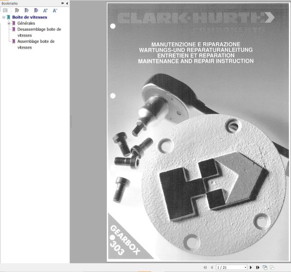 Clark-Hurth Gearbox 303 Maintenance And Repair Instructions Manual