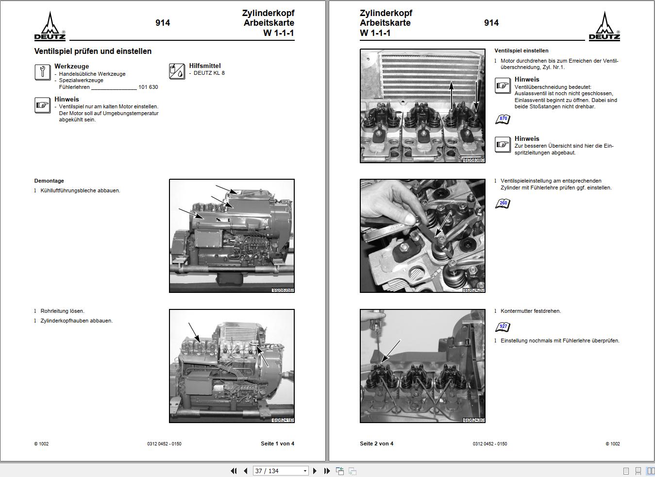 Deutz Engine 914 Workshop Manual 03124106de DE