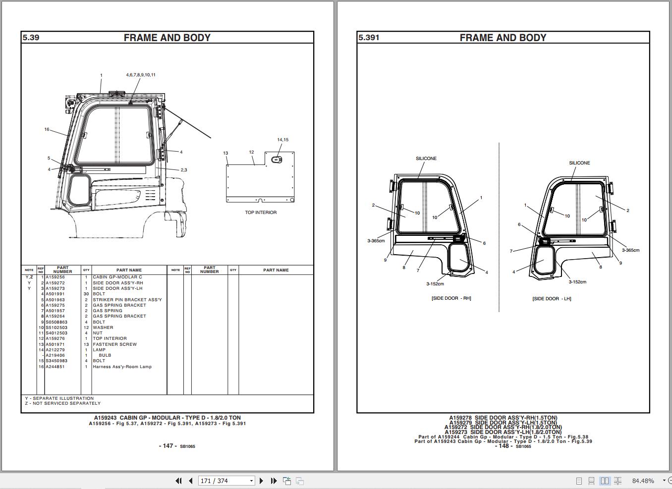 Doosan Forklift B15T-5 B18T-5 B20T-5 Parts Catalog SB1065E13