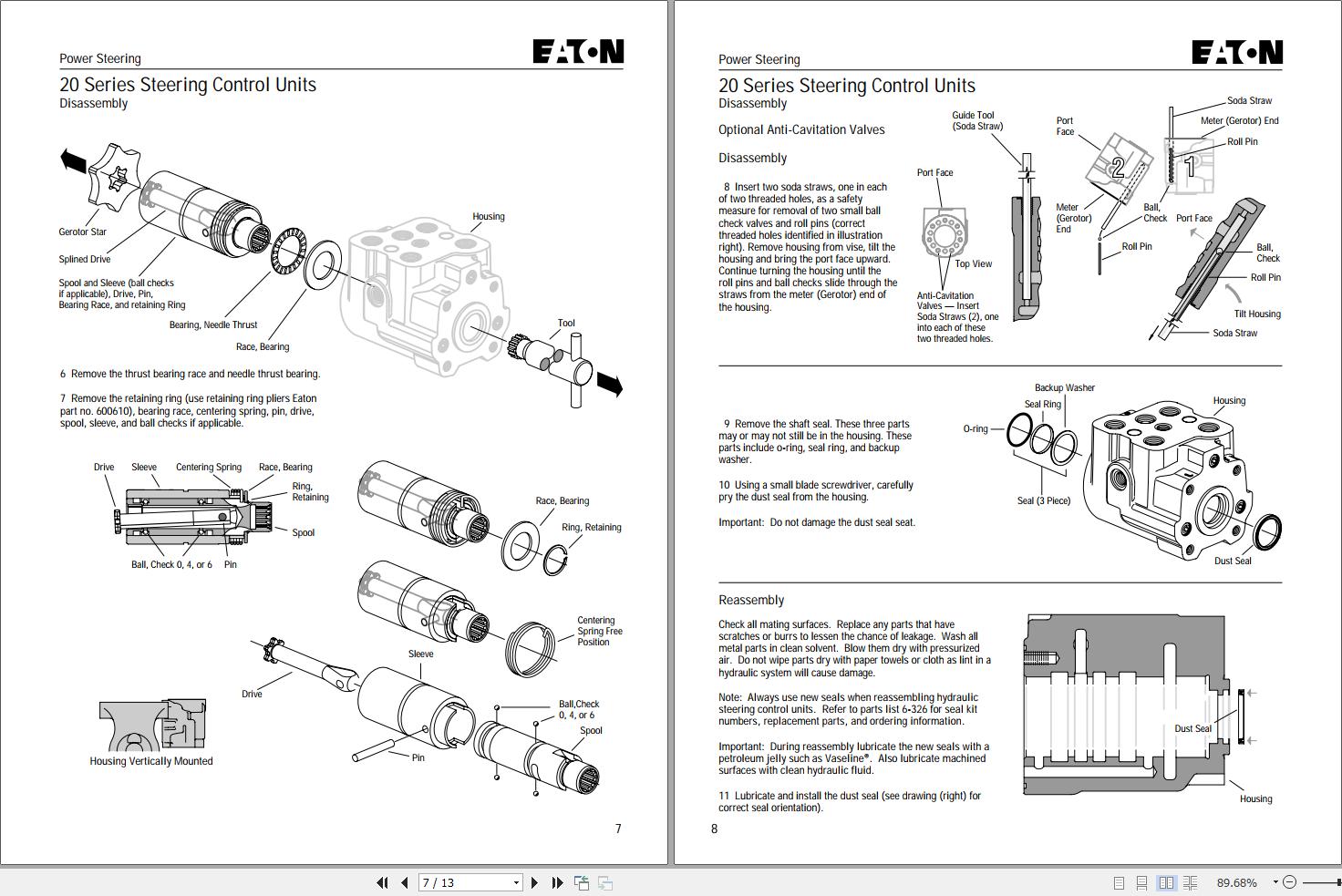 Eaton Steering Control Unit 20 Series Repair Instructions Manual