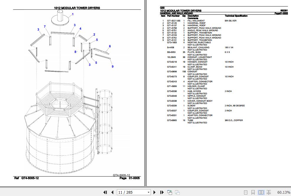 GSI Modular Tower Dryers 1012 Parts Catalog 652291
