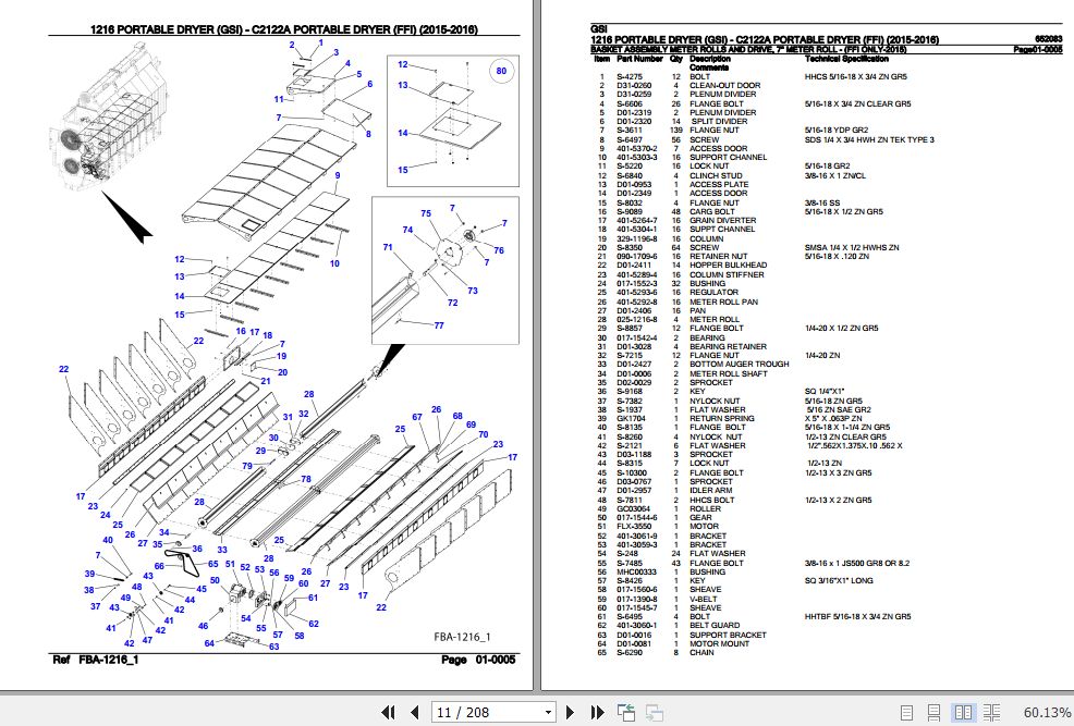 GSI Portable Dryer 1216 C2122A Parts Catalog 652083