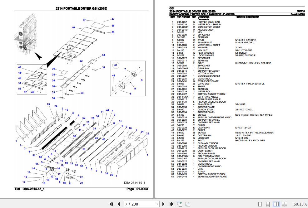 GSI Portable Dryer 2314 Parts Catalog 652116