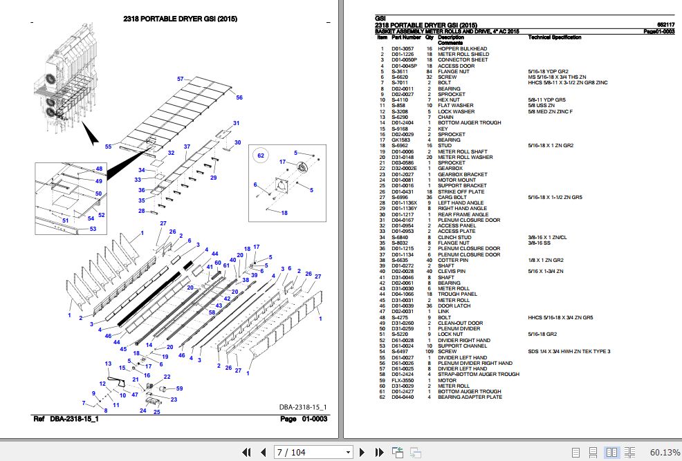 GSI Portable Dryer 2318 Parts Catalog 652117