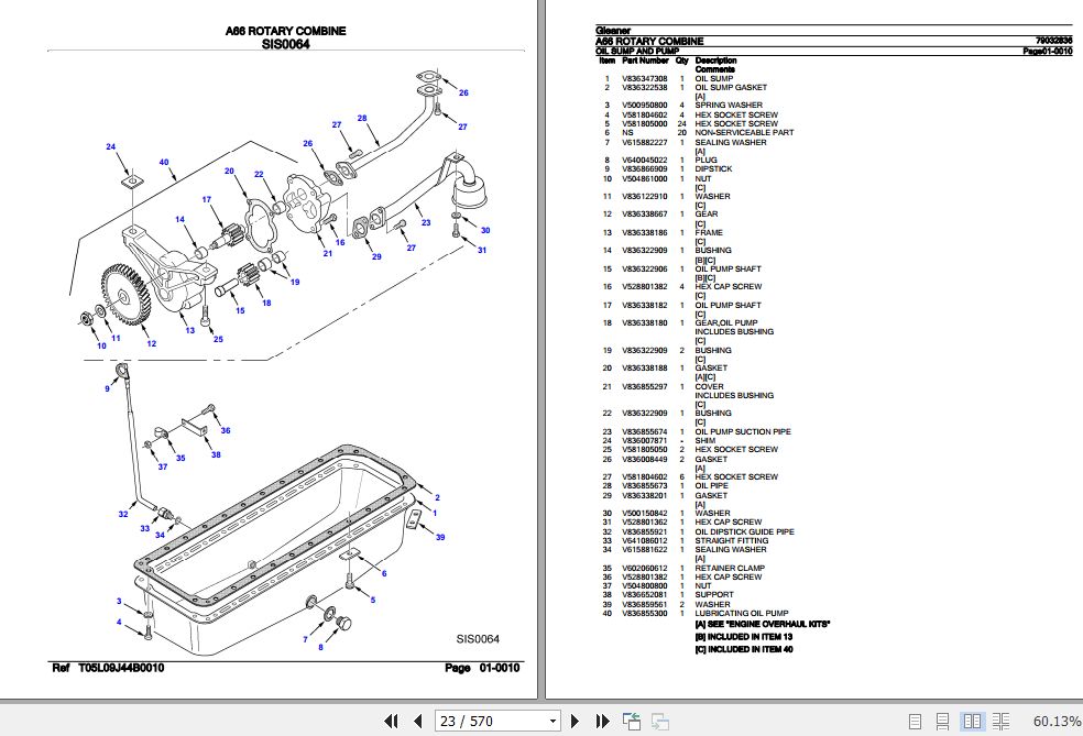 Gleaner Rotary Combine A66 Parts Catalog 79032836