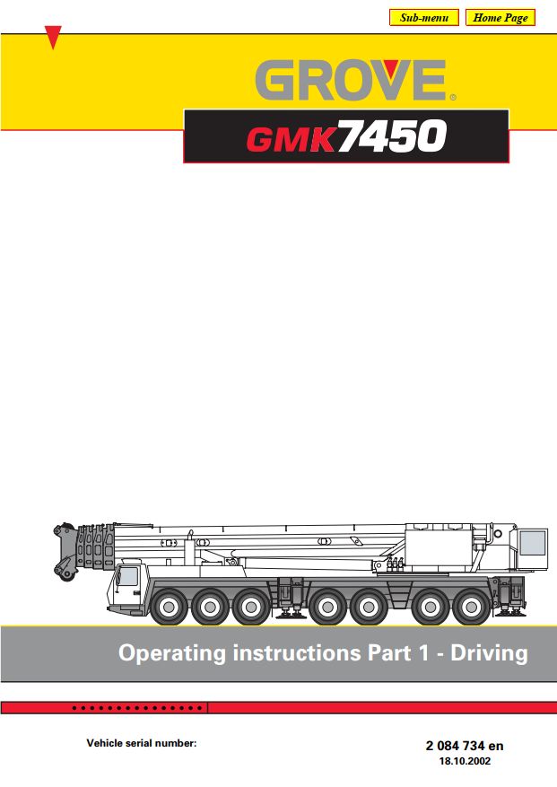 Grove Crane GMK7450 Training Manuals and Schematics
