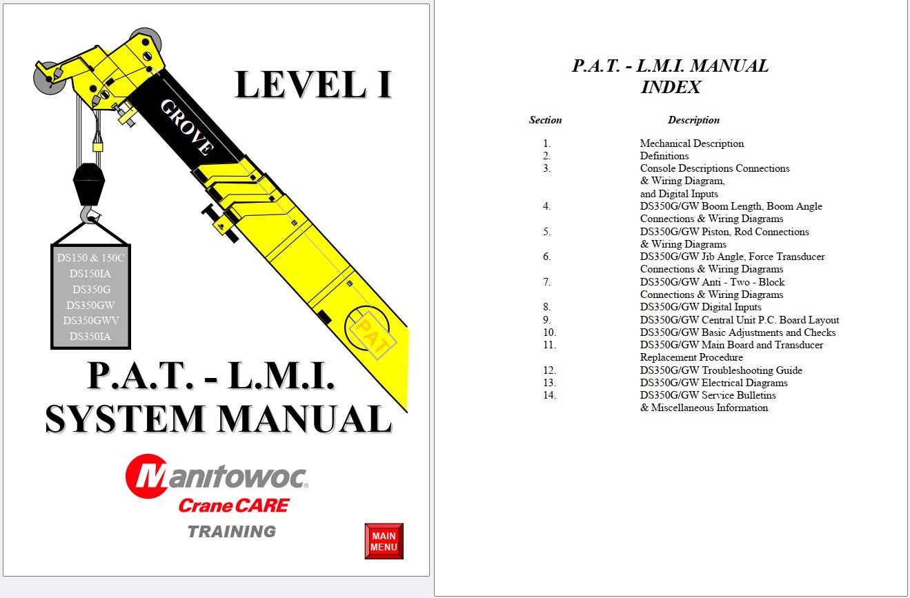 Grove Crane PAT LMI Level I Training Manuals and Schematics