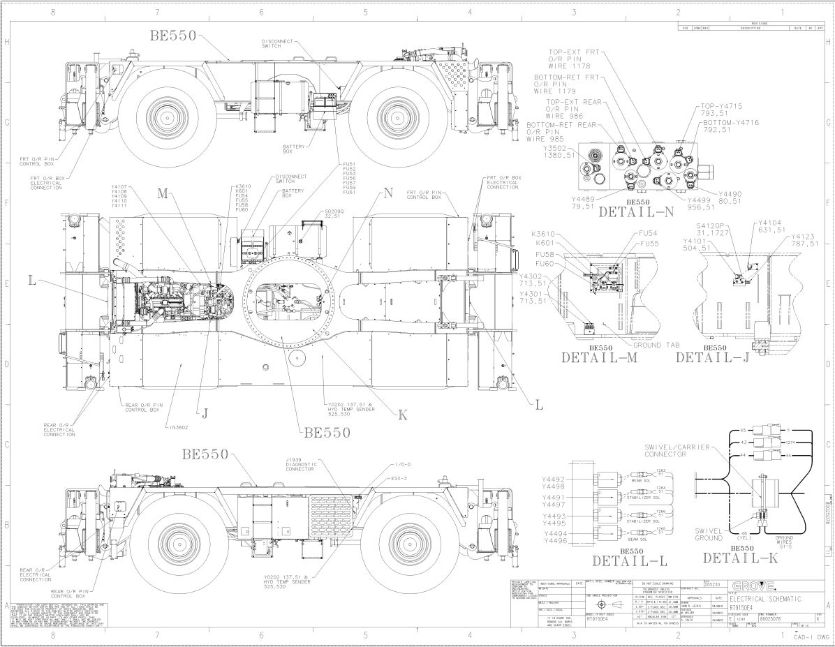 Grove Crane RT9150E4 Electrical Schematics
