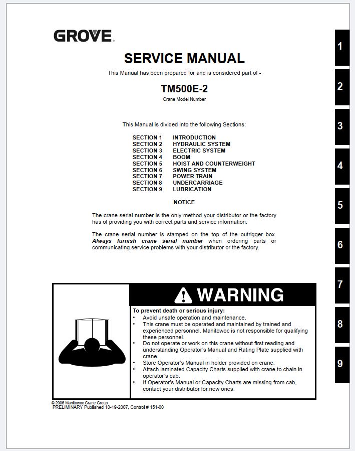 Grove Crane TMS500E-2 Training Manuals and Schematics