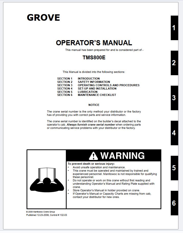 Grove Crane TMS800E Training Manuals and Schematics