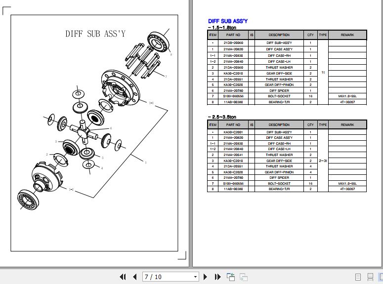 Hangcha Axle For Forklift 1.5t-3.5t Part List 2016
