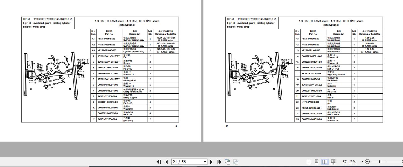Hangcha Forklift XF Series 1.5t-3.5t Parts Catalog 2021