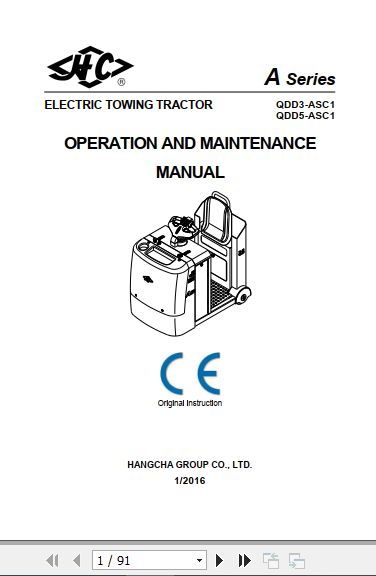 Hangcha Towing Tractor QDD3-ASC1 QDD5-ASC1 Operation Maintenance Manual ...