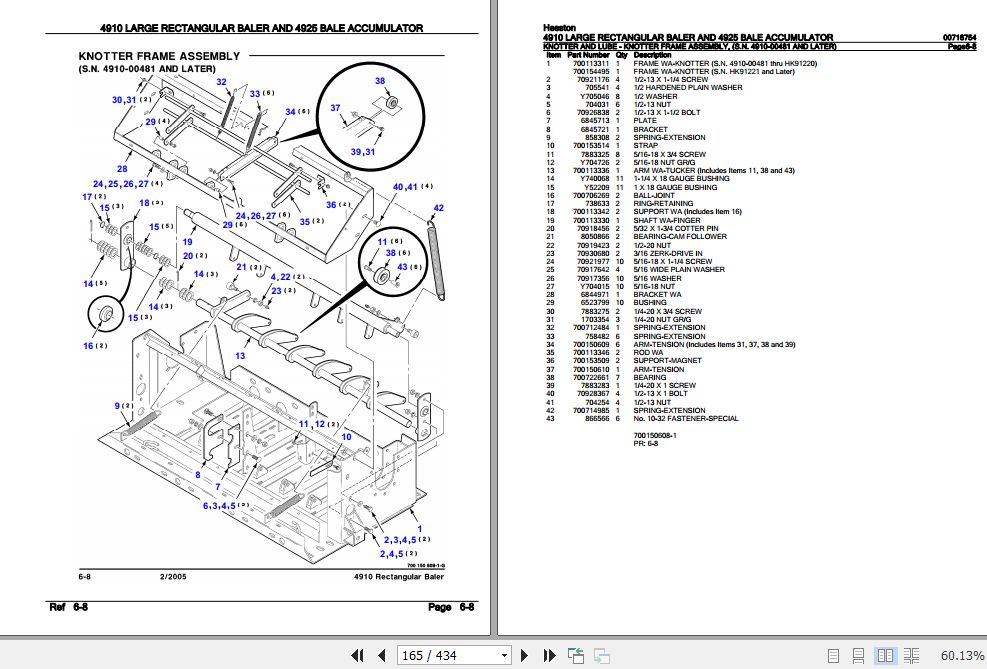 Hesston Large Rectangular Baler 4910 Bale Accumulator 4925 Parts ...