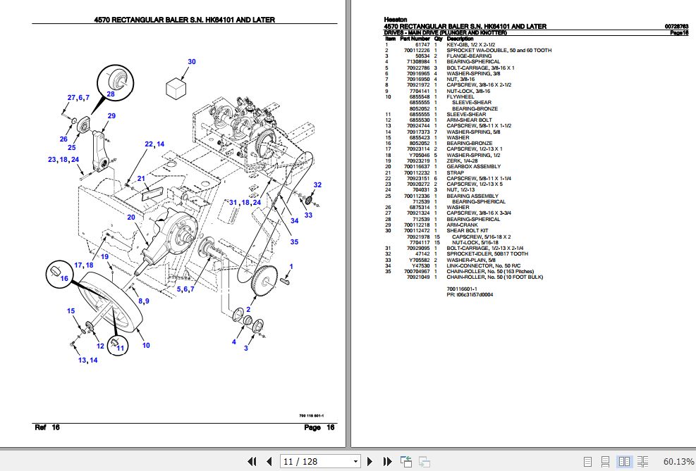 Hesston Rectangular Baler 4570 Parts Catalog 00728763