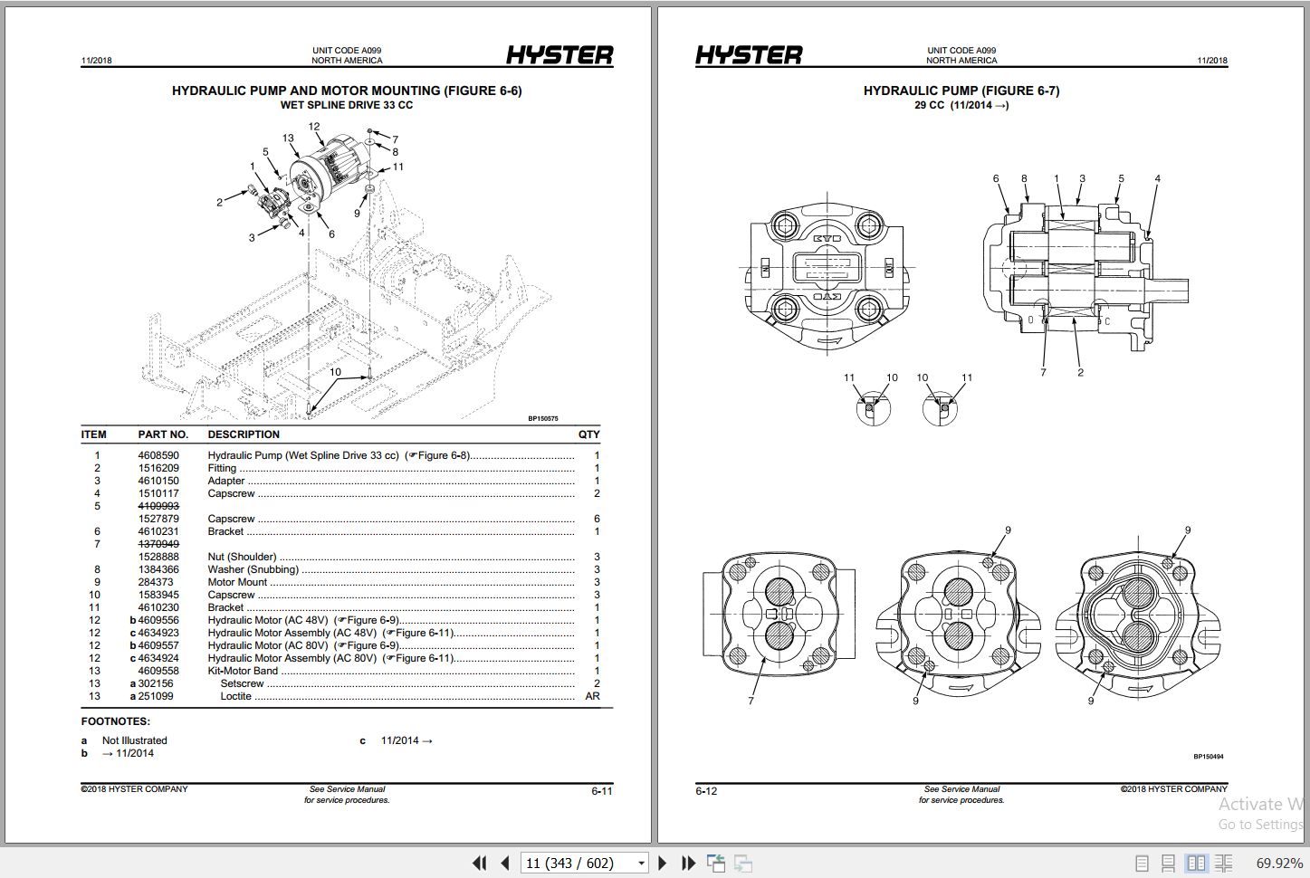 Hyster Forklift E80XN E100XN E100XNS E120XN A099 Parts Manual 4051566 2018