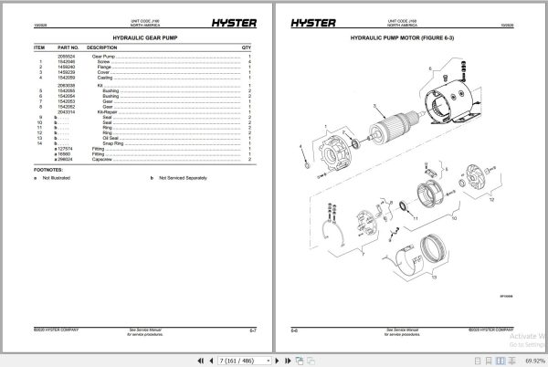 Hyster Forklift J30ZT J35ZT J40ZT J160 Parts Manual 1554639 2020