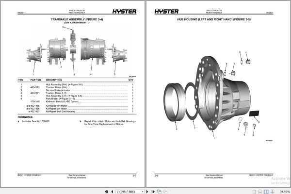 Hyster Forklift J45-70XN A276 Parts Manual 1689119 2021
