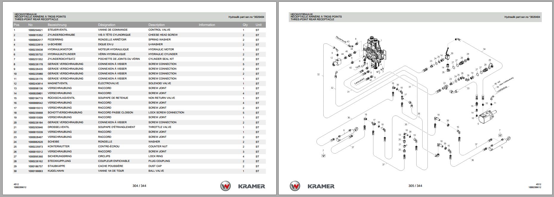 Kramer Wheel Loader 1245CC40 Spare Parts List 322680416