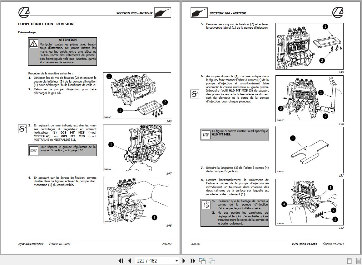 Landini Tractor MISTRAL 40 45 50 Service Manual 3651915M3 FR
