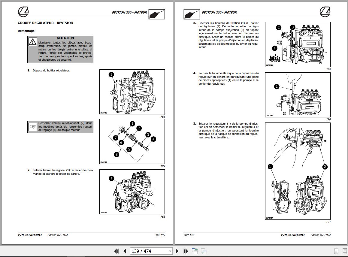 Landini Tractor MISTRAL AMERICA 40HST-50HST Service Manual 3676169M1 FR
