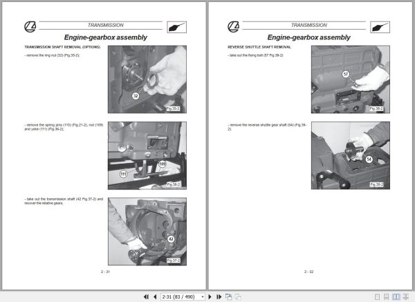 Landini Tractor Rex 70GT to Rex 100GT Service Manual 3665258M1 EN