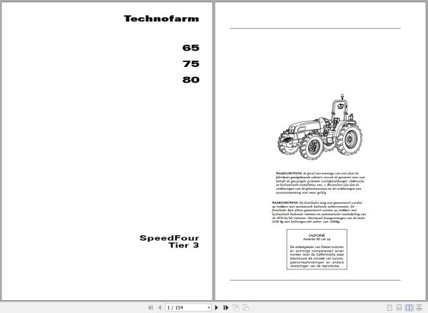 Landini Tractor Technofarm 65 75 80 SpeedFour Operators Maintenance Manual 4209141M1 NL