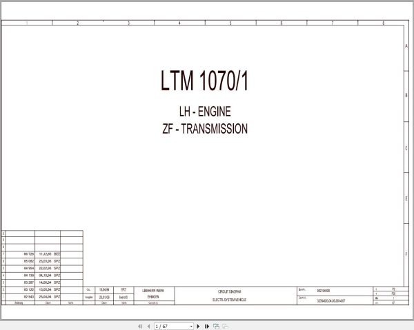 Liebherr Crane LTM1070-1 Service Operators Manual Schematics