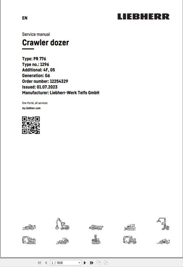 Liebherr Crawler Dozer PR776-1296 Service Manual