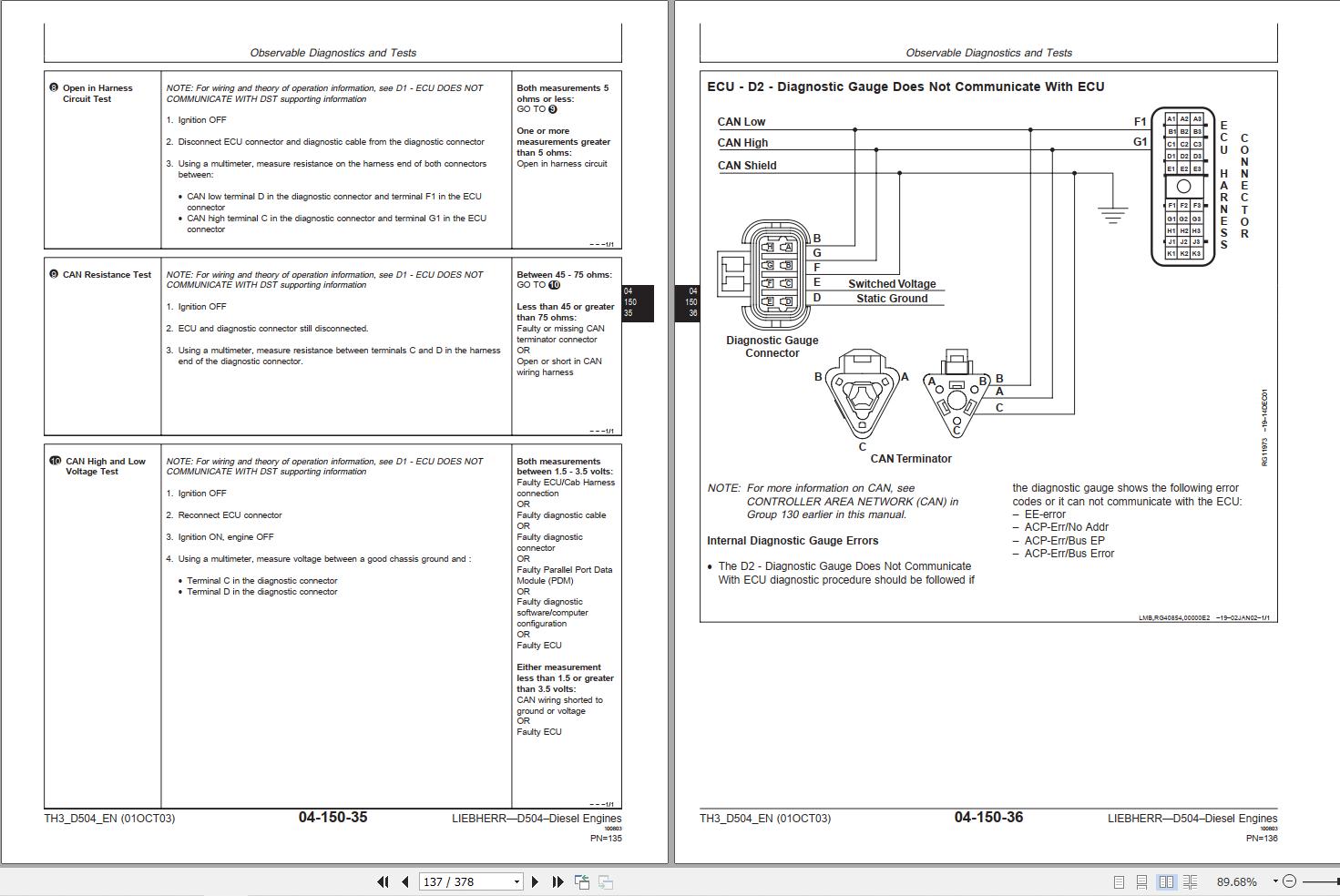 Liebherr Engine D504TI Electronic Fuel Systems Workshop Manual 10035860