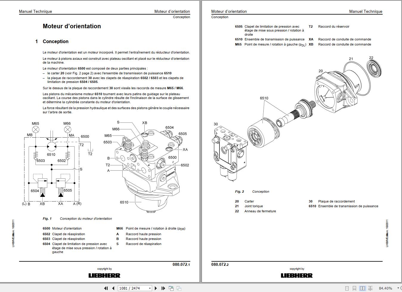 Liebherr Excavator A910 Compact - A918 Compact Technical Manual FR