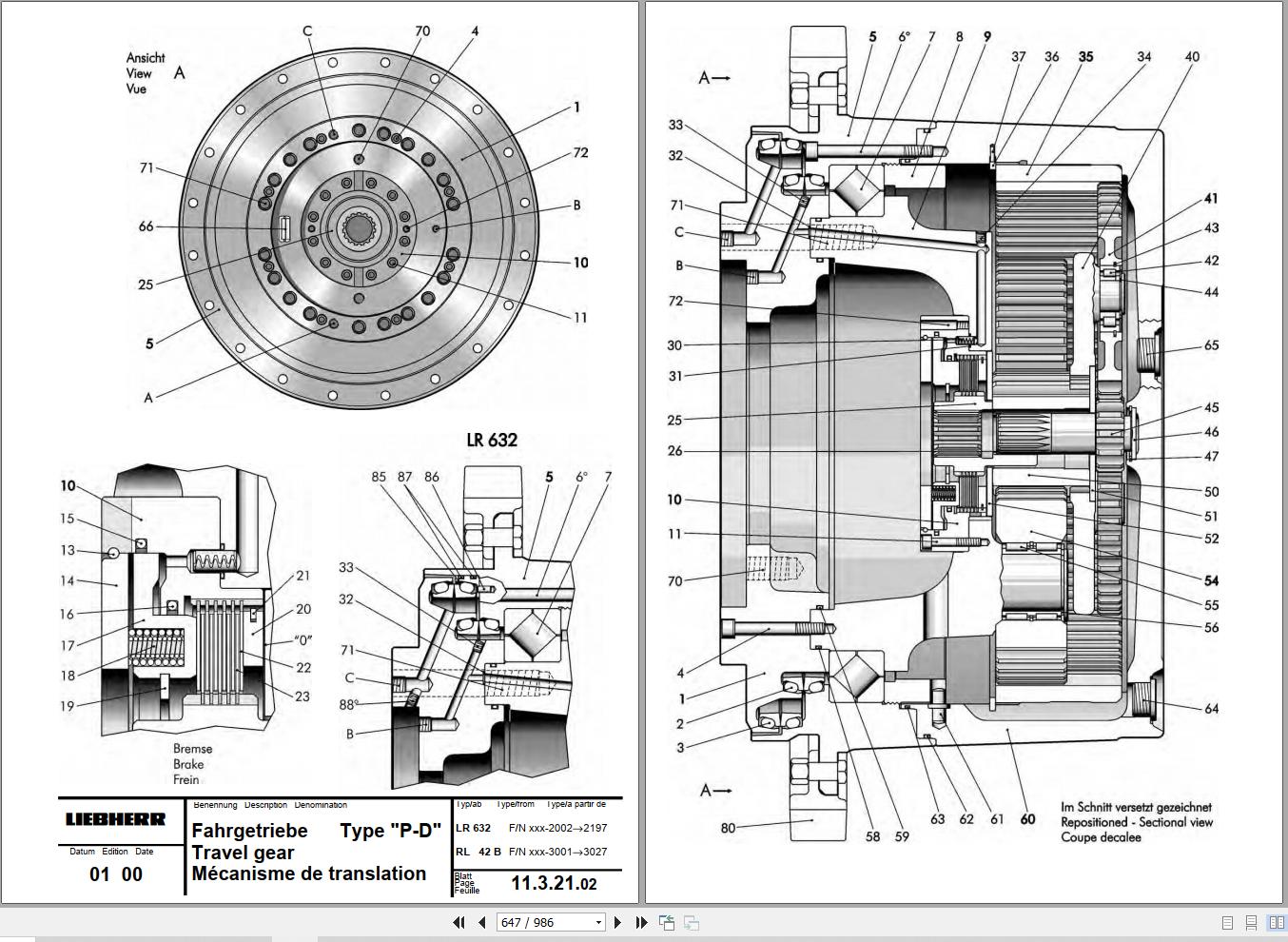 Liebherr Pipe Layers RL422 RL22B RL42B RL52 Service Manual 2009