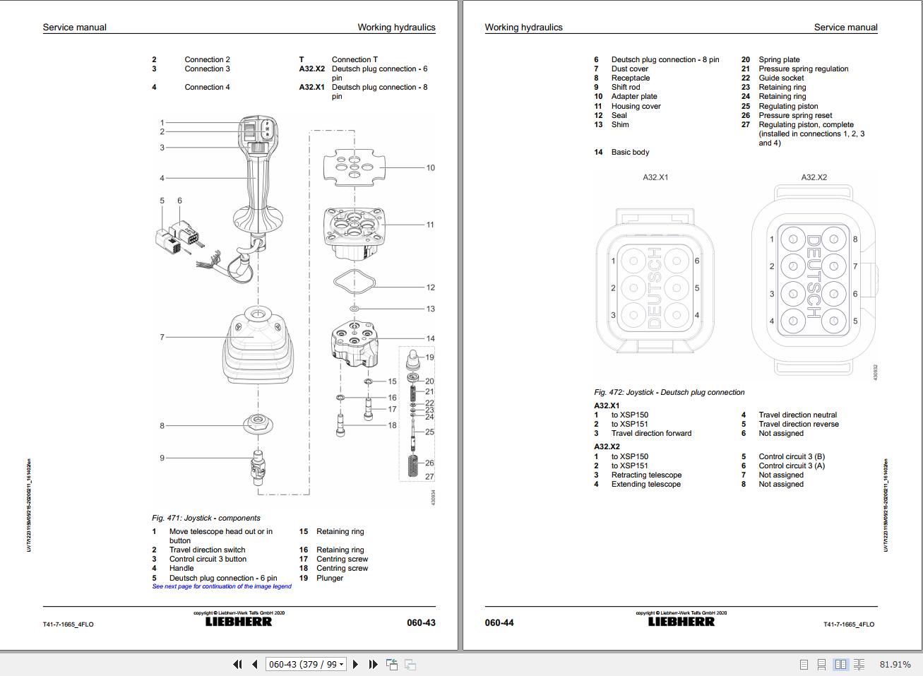 Liebherr Telescopic Handler T41-7-1665_4F Service Manual 12231159 2020