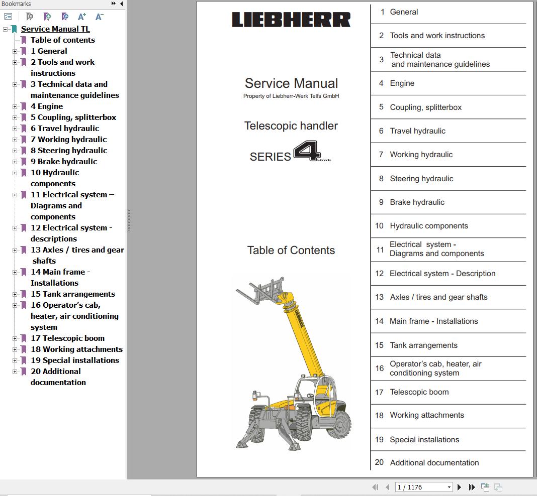 Liebherr Telescopic Handler T435 T442 T445 Service Manual And Diagram