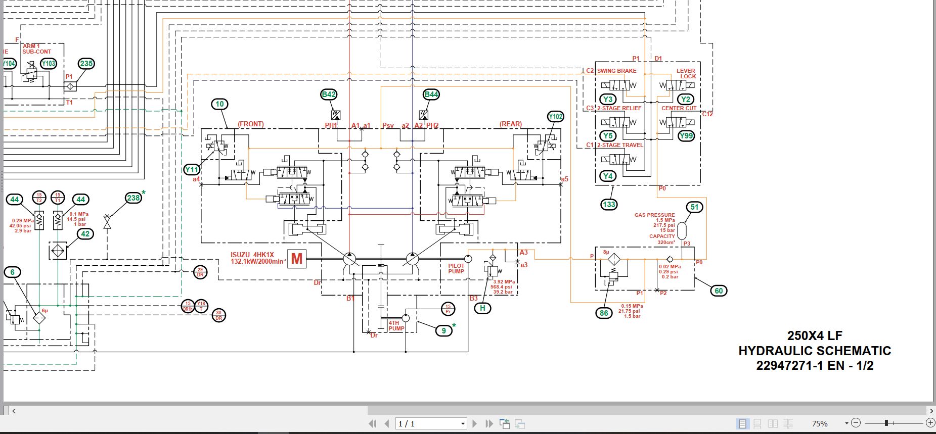 Link Belt Excavator 250X4 LF Hydraulic Schematic