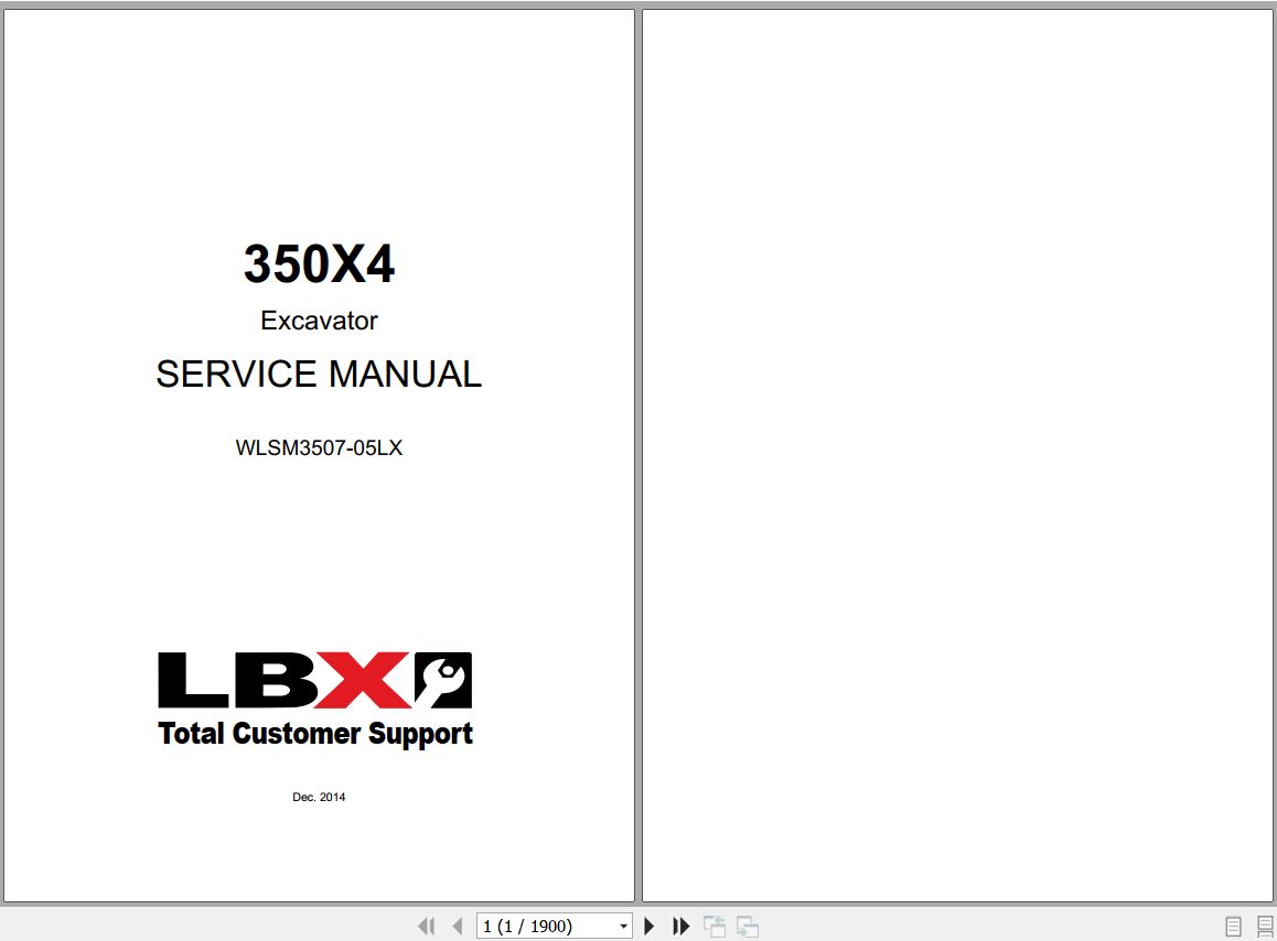 Link Belt Excavator 350X4 Service Manual WLSM3507-05LX
