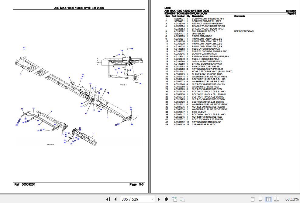 Loral Air Max System 1000 2000 Parts Catalog 503598D1