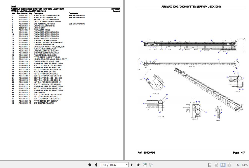 Loral Air Max System 1000 2000 Parts Catalog 507663D1