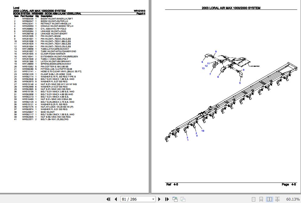 Loral Air Max System 1000 2000 Parts Catalog WR121613