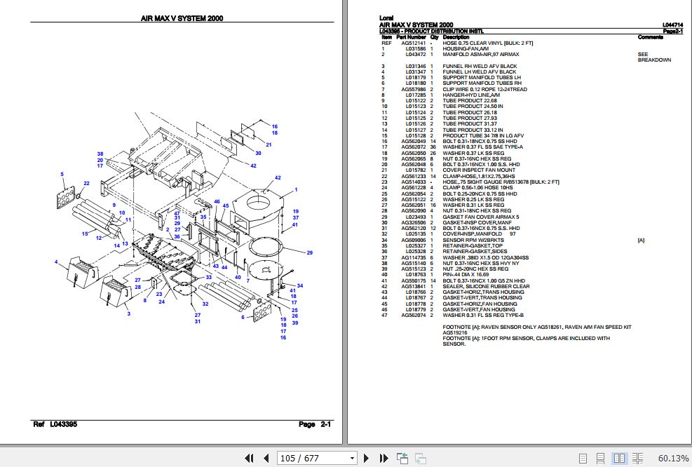 Loral Air Max V System 2000 Parts Catalog L044714