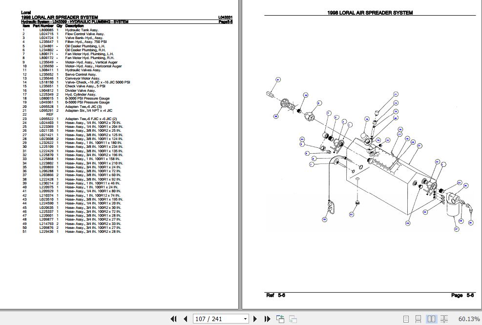 Loral Air Spreader System 1998 Parts Catalog L043331