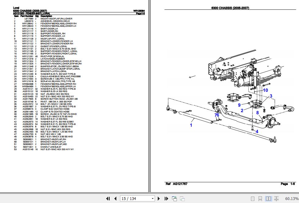 Loral Chassis 6300 Parts Manual WR128394