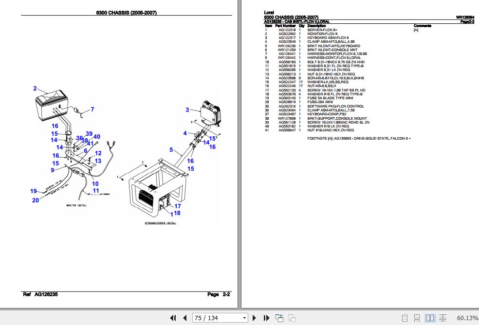 Loral Chassis 6300 Parts Manual WR128394