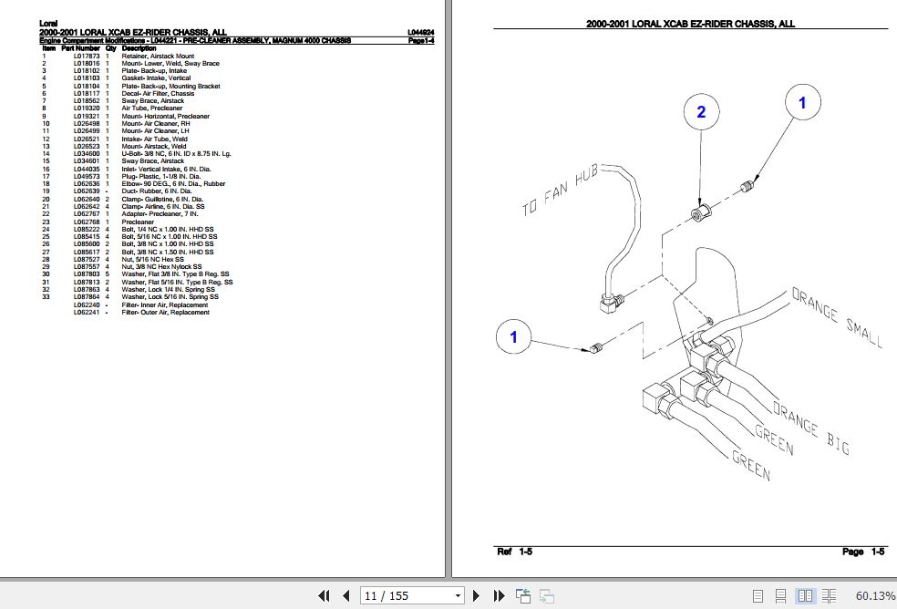 Loral Chassis XCAB EZ-Rider Parts Manual L044924