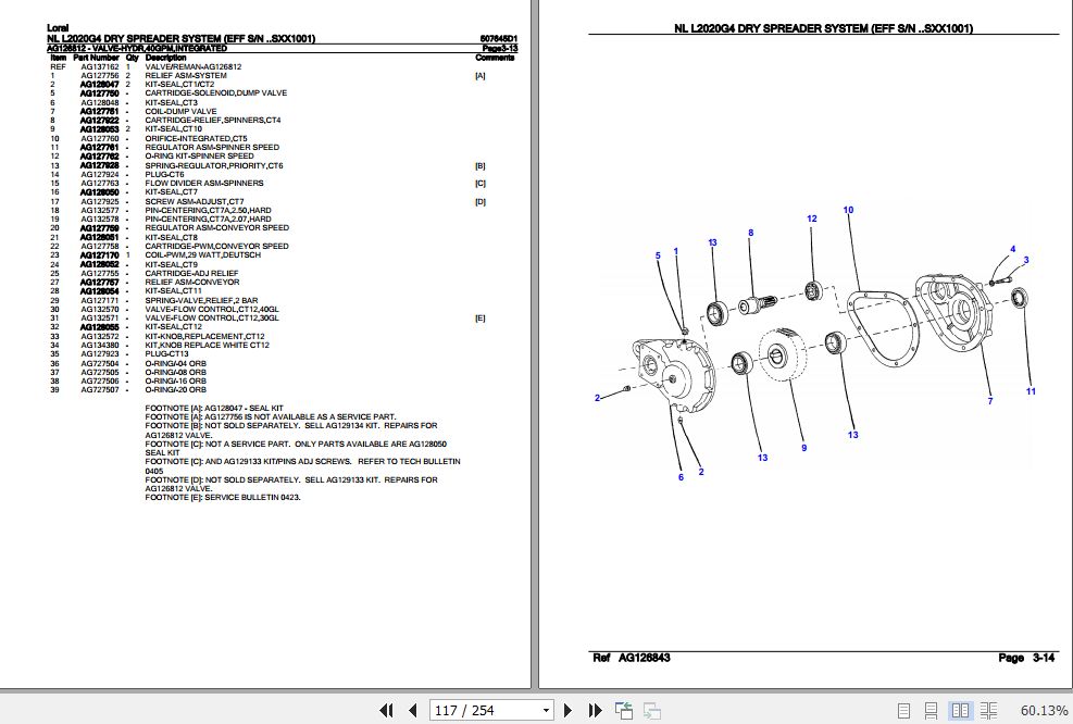 Loral Dry Spreader System NLL2020G4 Parts Catalog 507645D1