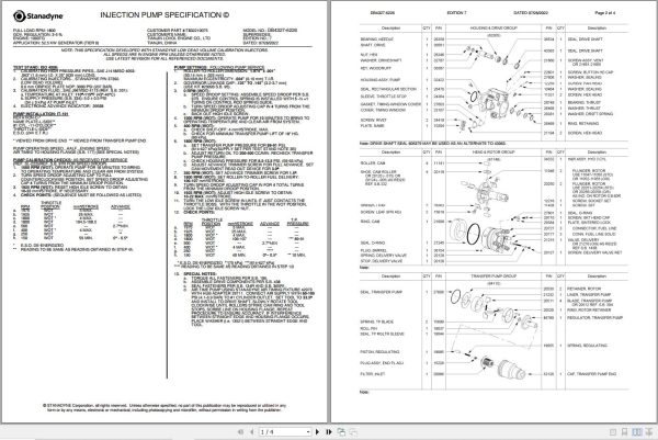 Lovol Engine Injection Pump Specification Part Service Manual Update 2022
