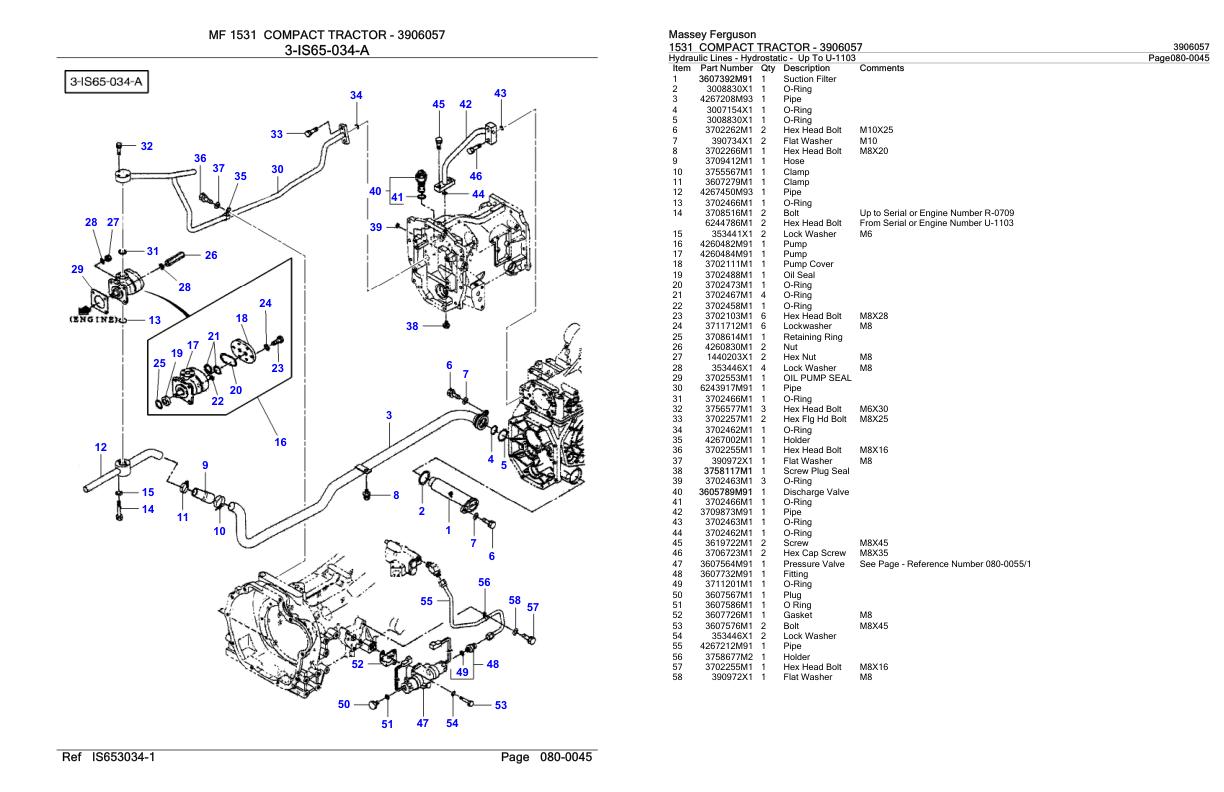 Massey Ferguson 1531 Compact Tractor Parts Catalog 3906057